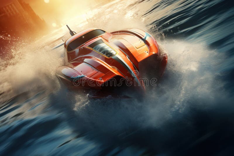 A Speed Boat Running Very Fast. Generative AI Stock Illustration ...