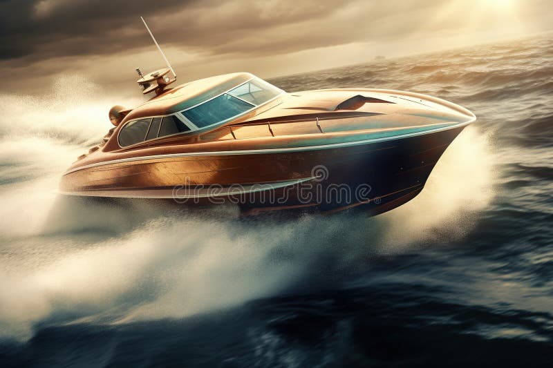 A Speed Boat Running Very Fast. Generative AI Stock Illustration ...