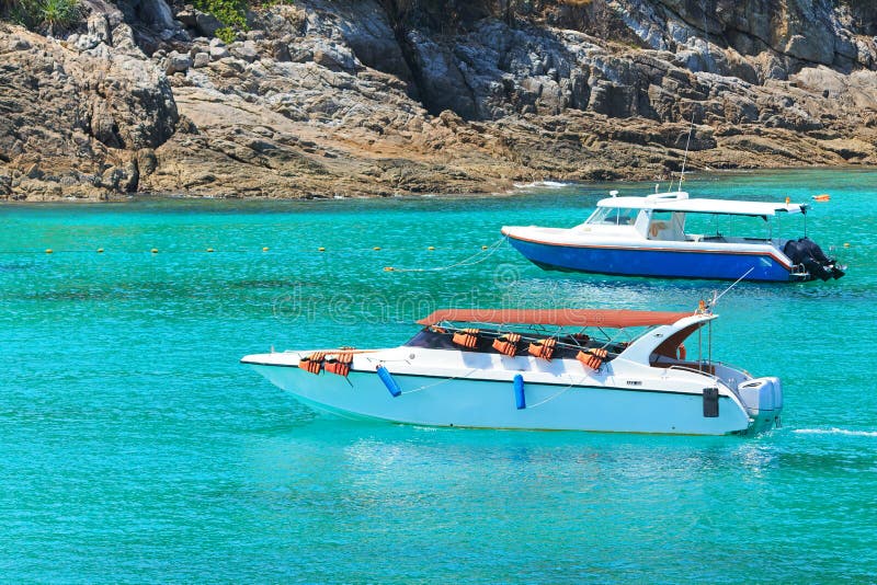 Speed boat on sea. stock photo. Image of tourism, motor - 111687156