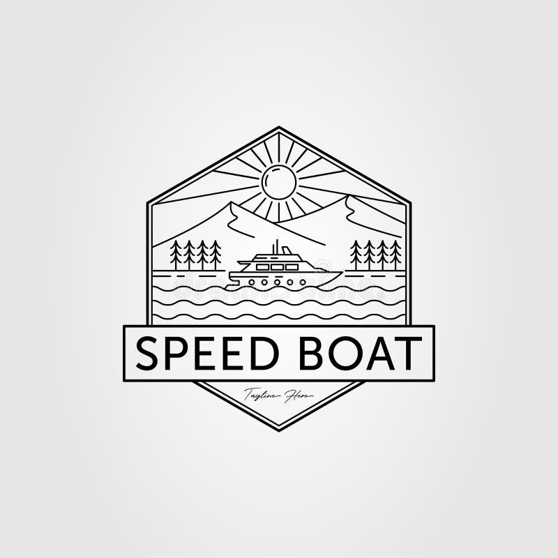 Speed Boat or Ship on Ocean Logo Vector Illustration Design Stock ...