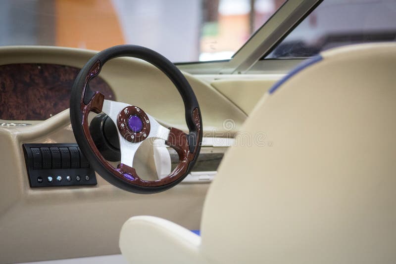 Speed boat steering wheel stock photo. Image of closeup - 147087452