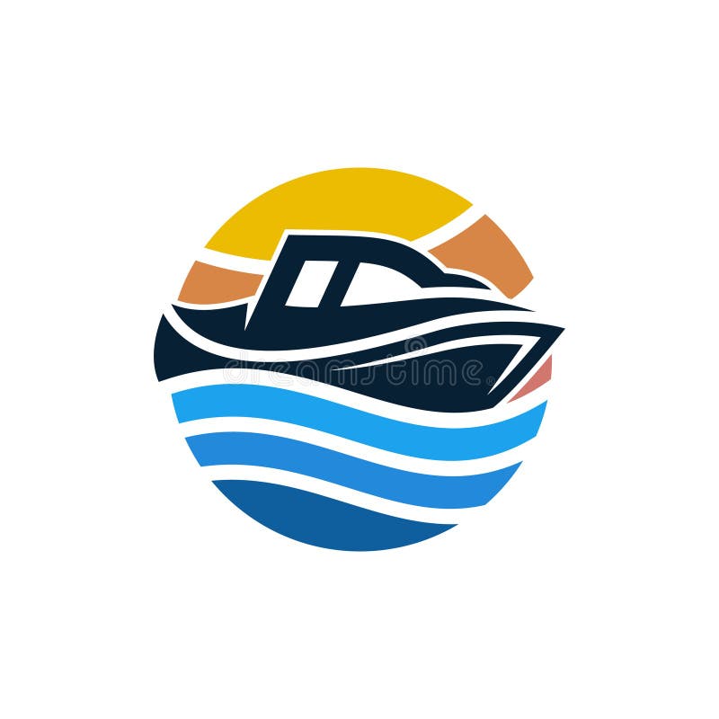 Speed Boat Sunset in Circle Creative Logo Stock Vector - Illustration ...