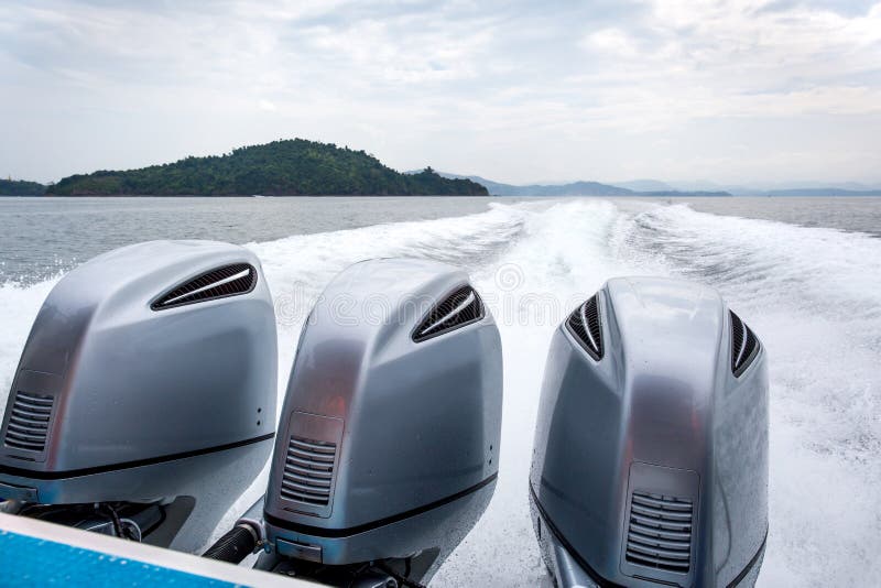 Speed Boat with Three Engines with Track Wave from Stock Photo - Image ...