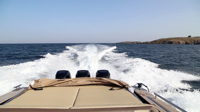 The Engines of a Fast Motor Boat are in Operation. View of the Boat S ...