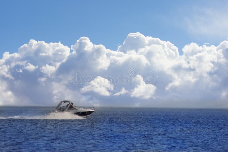 Speed boat on the water stock photo. Image of deck, drive - 243077604