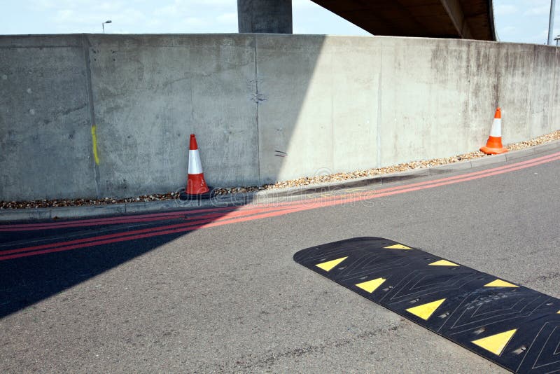 Speed Bump in the Middle of the Road Stock Image - Image of stopping ...