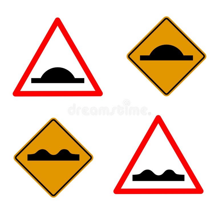 Speed Bump Triangle and Diamond Shape Signs, Vector Illustration Stock ...