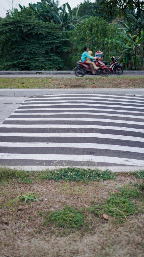 Speed Bumps with Large Zebra Stripes, Seen from the Side from a ...
