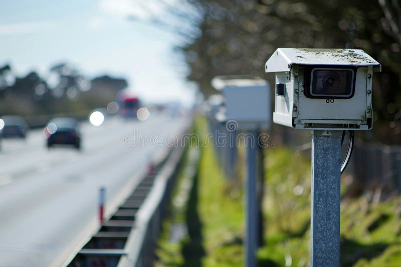 Speed Camera on a Highway stock image. Image of sign - 332617607
