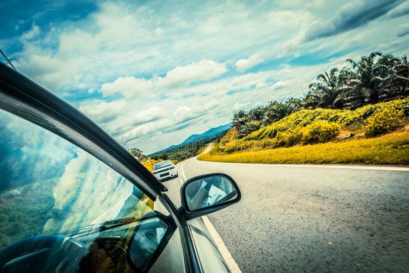 Speed Car Driving at High Speed on Empty Road Stock Image - Image of ...
