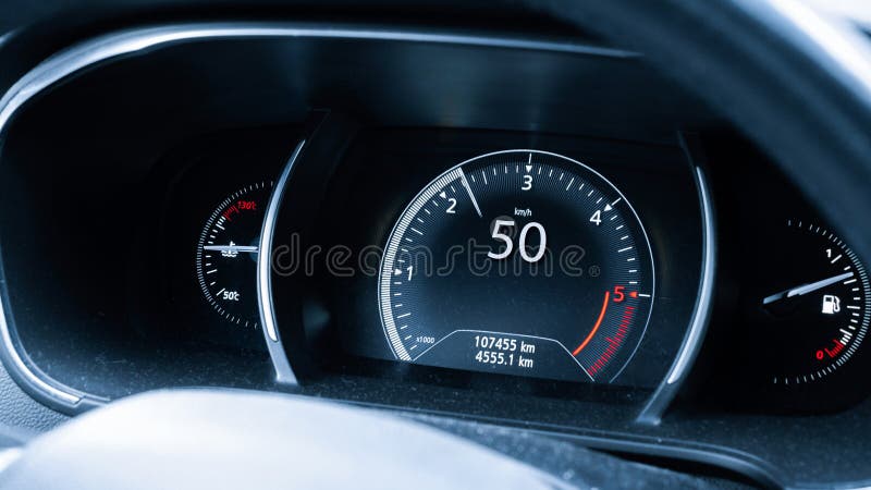 Speed Car. Speedometer, Tachometer on Vehicle Dashboard Panel. Fast Car ...