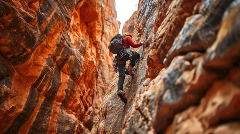 Speed Climber Ascending Rock Face - AI Generated Stock Illustration ...