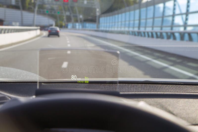 Speed Control Projection Screen in a Modern Car, the Projection on the ...
