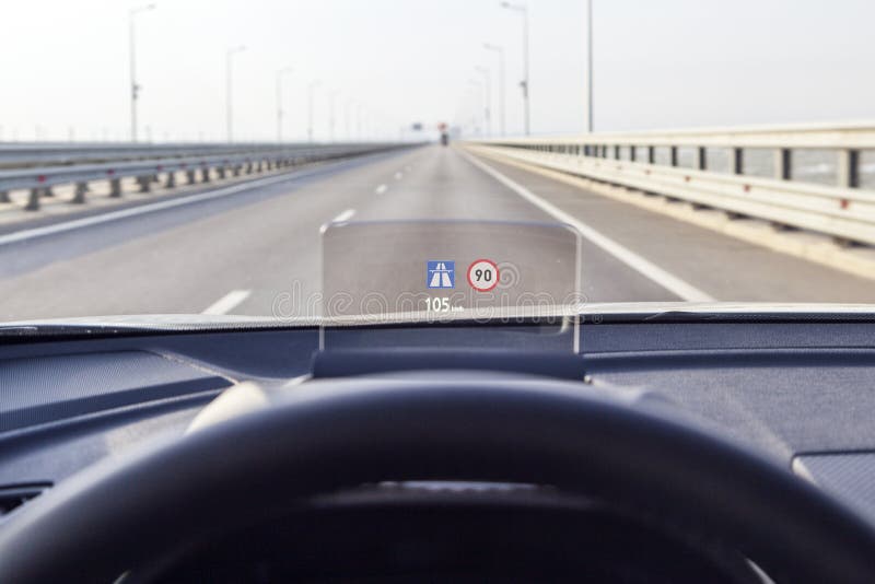 Speed Control Projection Screen in a Modern Car, the Projection on the ...