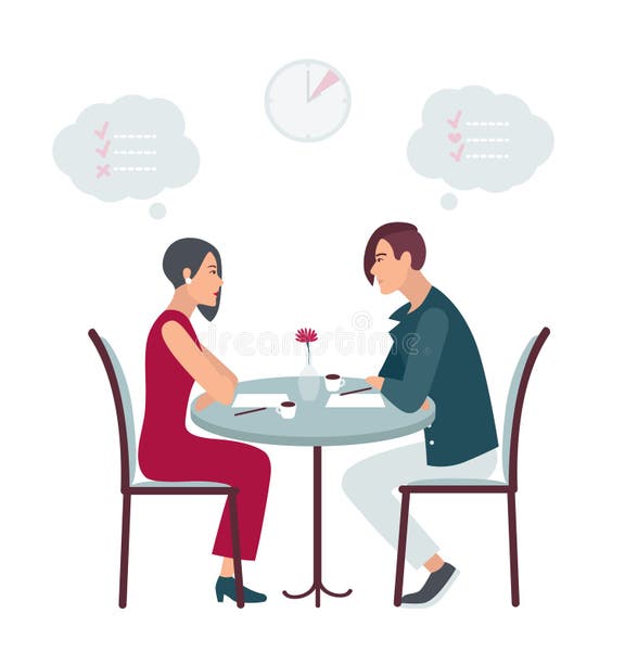 Speed Dating, Date at the Cafe. Flat Vector Illustration. Stock Vector ...