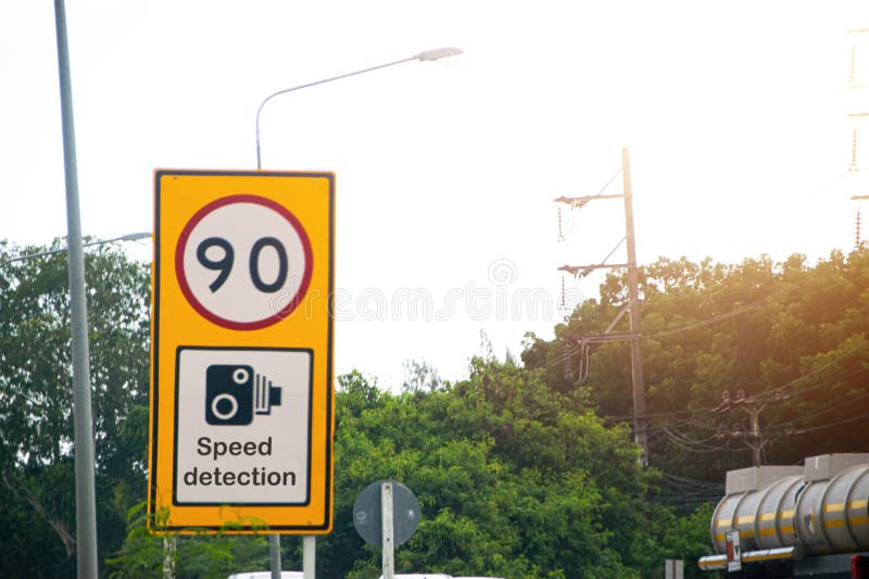 Speed Detection Device Signs on Highways Stock Image - Image of police ...