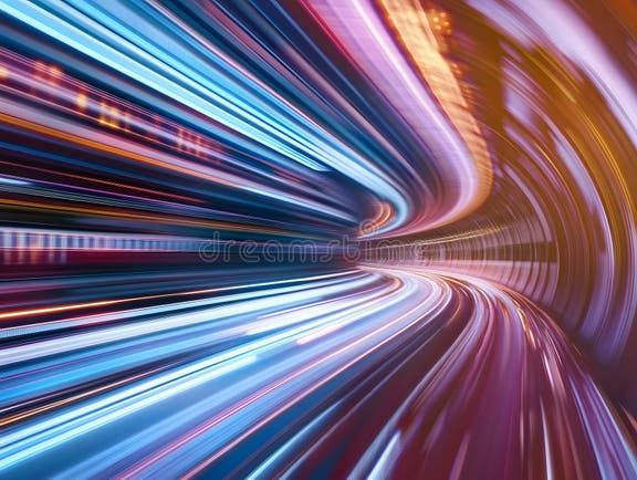 Speed of Digital Transformation, Light Trails Zooming through Data ...