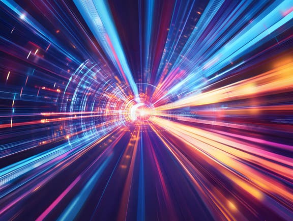 Speed of Digital Transformation, Light Trails Zooming through Data ...