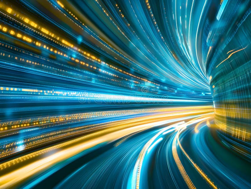 Speed of Digital Transformation, Light Trails Zooming through Data ...