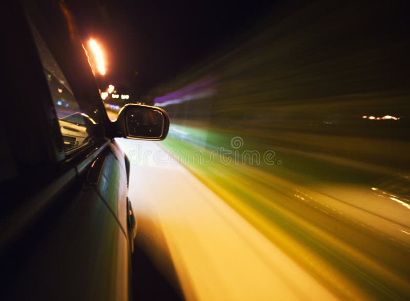 Night Drive with Car in Motion Stock Photo - Image of abstract, light ...