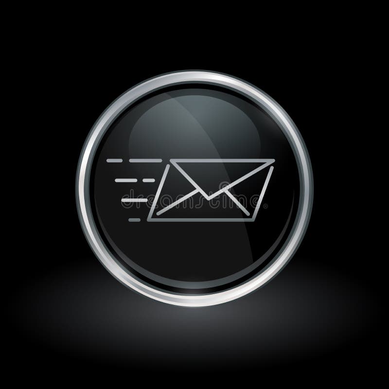 Speed Email Delivery Icon Inside Round Silver and Black Emblem Stock ...
