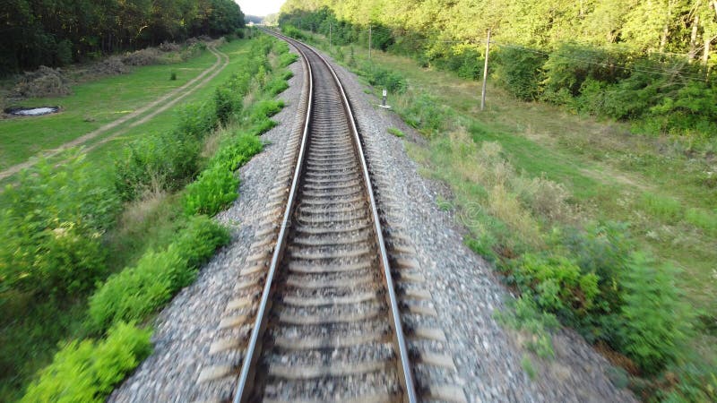 The Speed of Flight Over the Rails of the Tracks on Which the Train ...