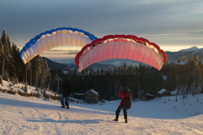 Speed Flying in Winter Mountains Editorial Stock Photo - Image of ...