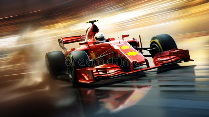 Speed of a Formula One Car on the Motion Stock Image - Image of leader ...