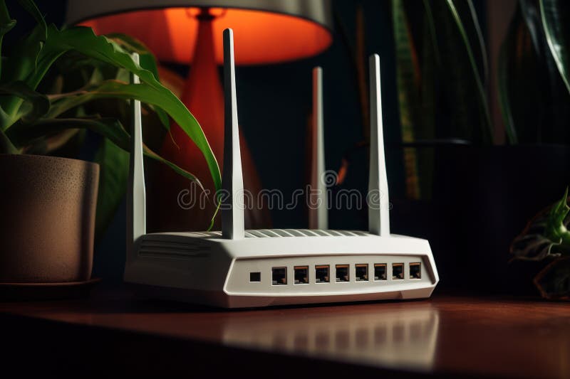 Speed 5g Internet White Wifi Router in the House Generative AI Stock ...