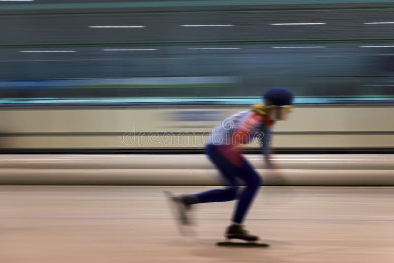 Speed of a Girl Skating Indoor Stock Photo - Image of skate, fast ...