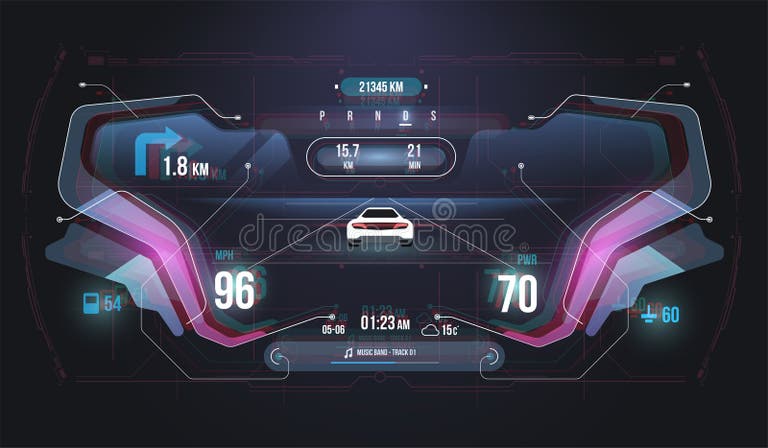 Speed Hud Kilometer Performance Indicators Dashboard. Car Instrument ...