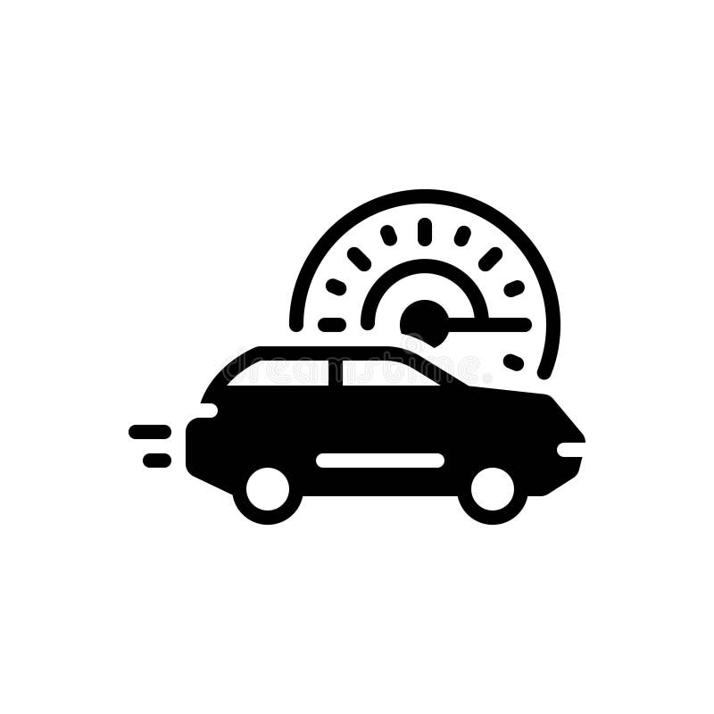 Black Solid Icon for Speed, Car Speed and Vehicle Stock Illustration ...