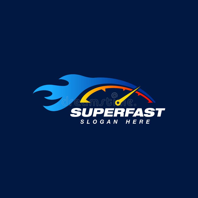 Speed Indicator Vector Logo Design with Flame Effect. Speedometer ...