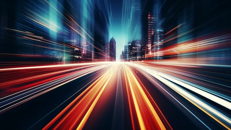 Speed of Light in City. - Generative Ai Stock Illustration ...