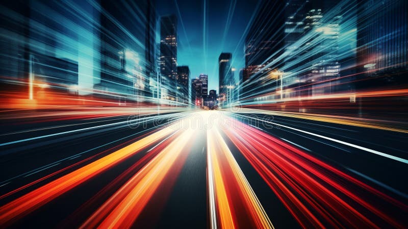 Speed of Light in City. - Generative Ai Stock Illustration ...