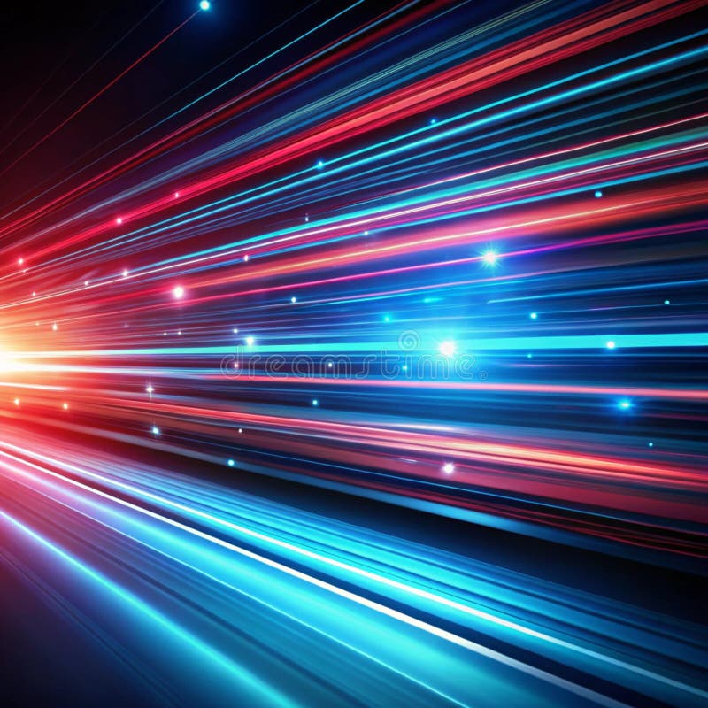 Speed Light Line Motion Blur on Dark Background, Data Transfer ...
