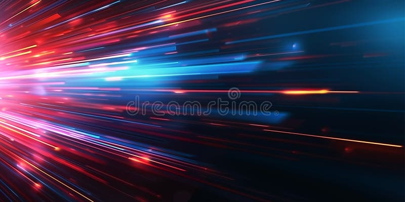 Speed Light Lines Motion Blur on Dark Background, Data Transfer ...