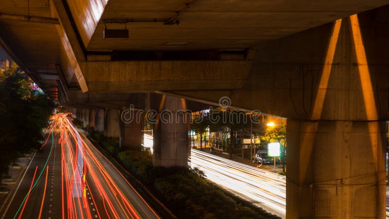 Speed Light on Street at Night in Bangkok ,Thailand Stock Image - Image ...
