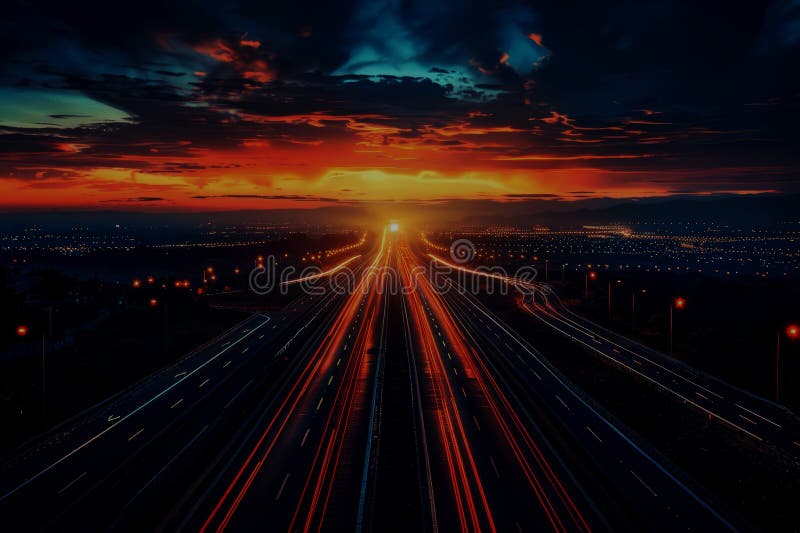 Speed Light Trails Path through Urban and Motion Effect, High Speed ...