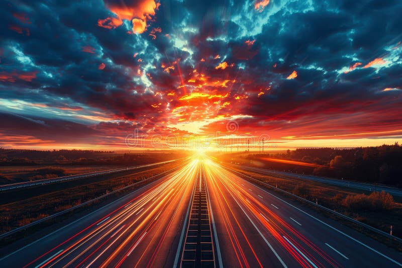 Speed Light Trails Path through Urban and Motion Effect, High Speed ...