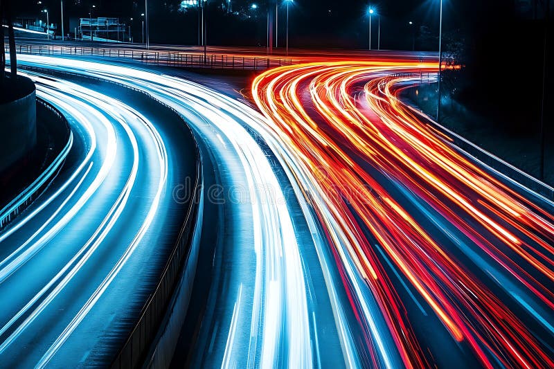 Speed Lightning Effect of Different Colors Illuminating the City Stock ...