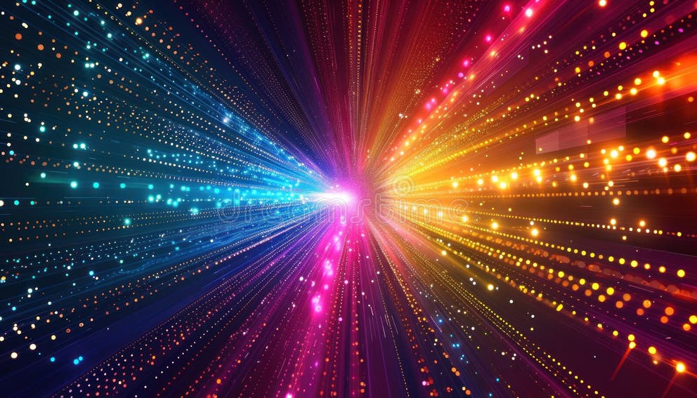 Speed Lights Twisted in a Digital Cyber Technology Pattern. Generative ...