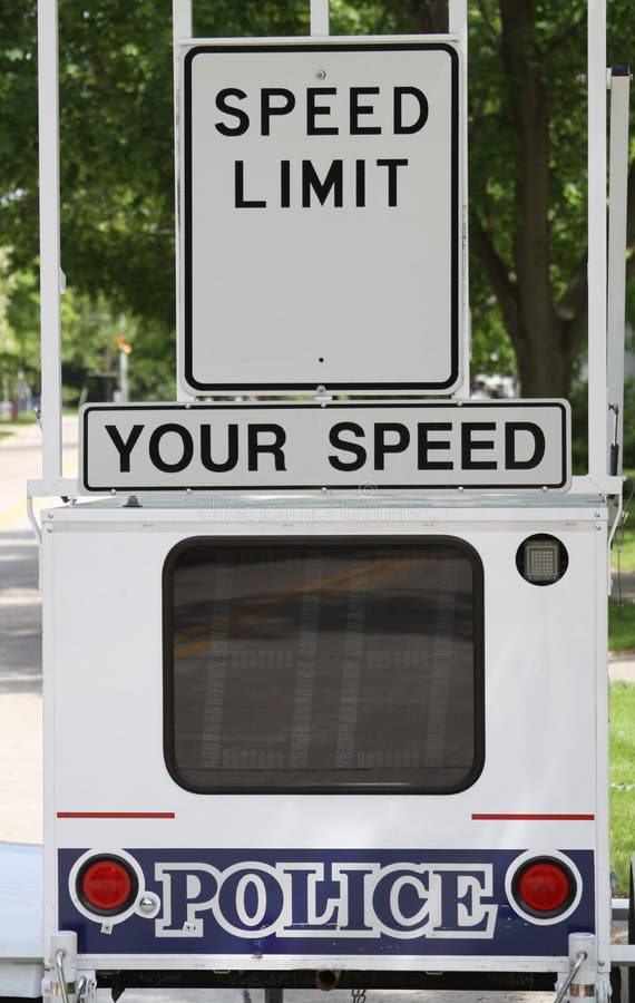 Car Driving by Police Speed Limit Monitor Stock Image - Image of limit ...