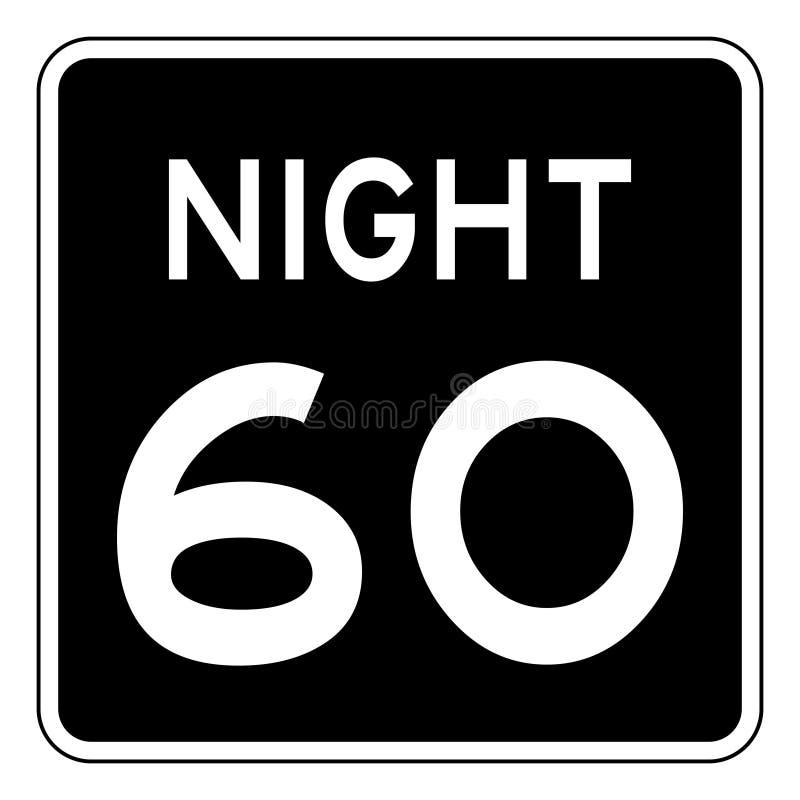 Night Speed Limit Mph Sign stock vector. Illustration of icon - 174267166