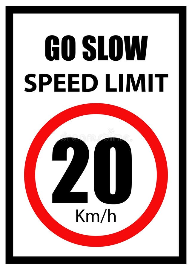 Speed Limit Board, 20 Km H Sign, Go Slow, Speed Limit Sign with Red ...