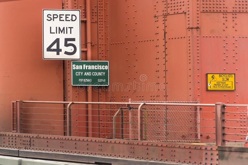 Speed Limit at Golden Gate Bridge Editorial Photo - Image of famous ...
