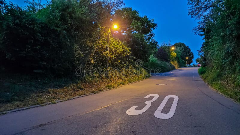 Speed Limit 30 Km Hour. Mark on the Road Stock Image - Image of caution ...