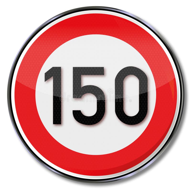 Speed limit 150 kmh stock vector. Illustration of german - 110614721
