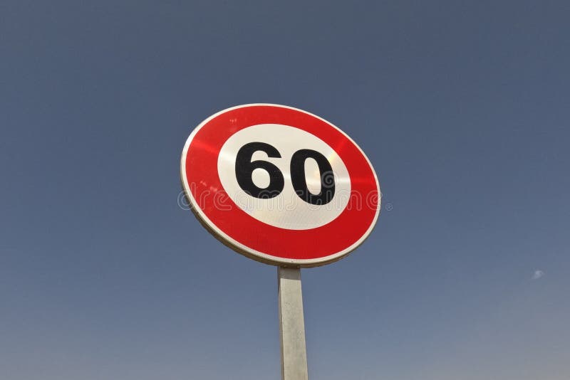 60 Speed Limit Road Sign stock photo. Image of round - 338460452