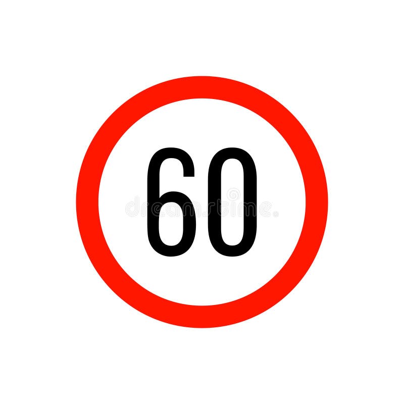 Speed limit road sign 60 stock illustration. Illustration of symbol ...